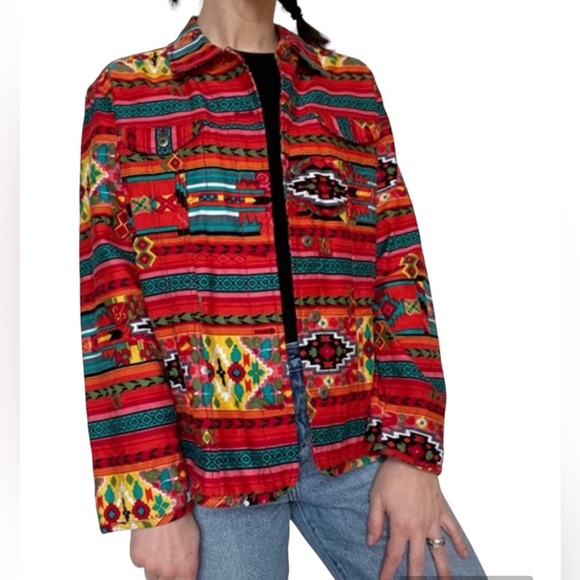 Chico's | Jackets & Coats | Vintage Chicos Southwestern Aztec Tribal Women Jacket 2 Colorful Top ...